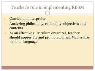 Curriculum & instruction (kssr & kbsm) | PPTX