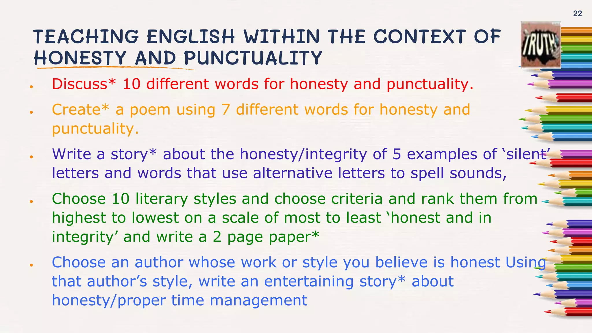 Curriculum integration Honesty and Punctuality.pptx