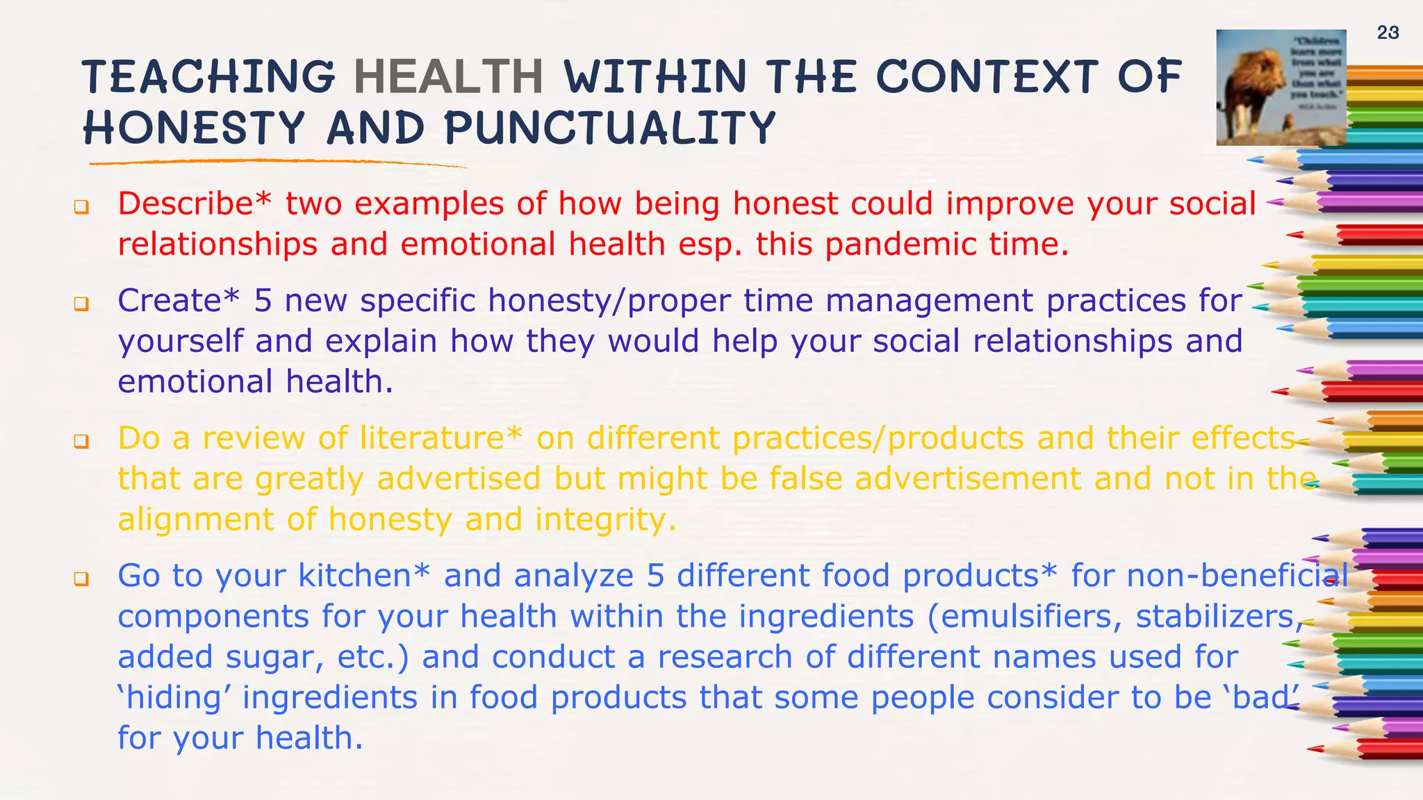 Curriculum integration Honesty and Punctuality.pptx