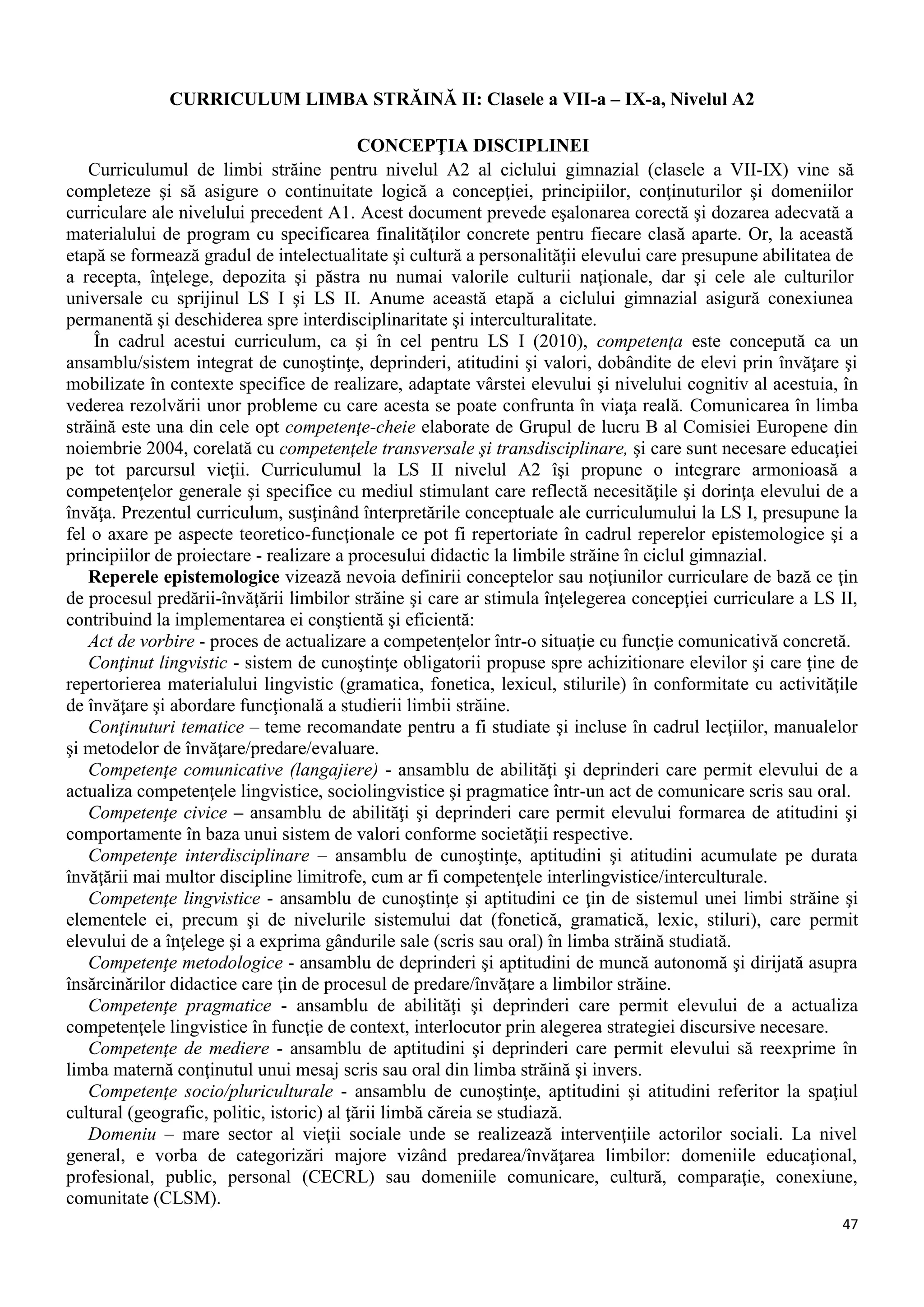 Curriculum la limba_straina_ii_clasele_v-xii | PDF