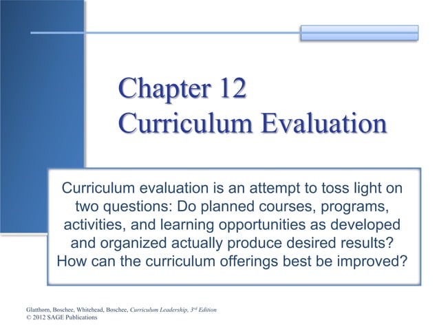 Curriculum Evaluation Models and Methods | PPT
