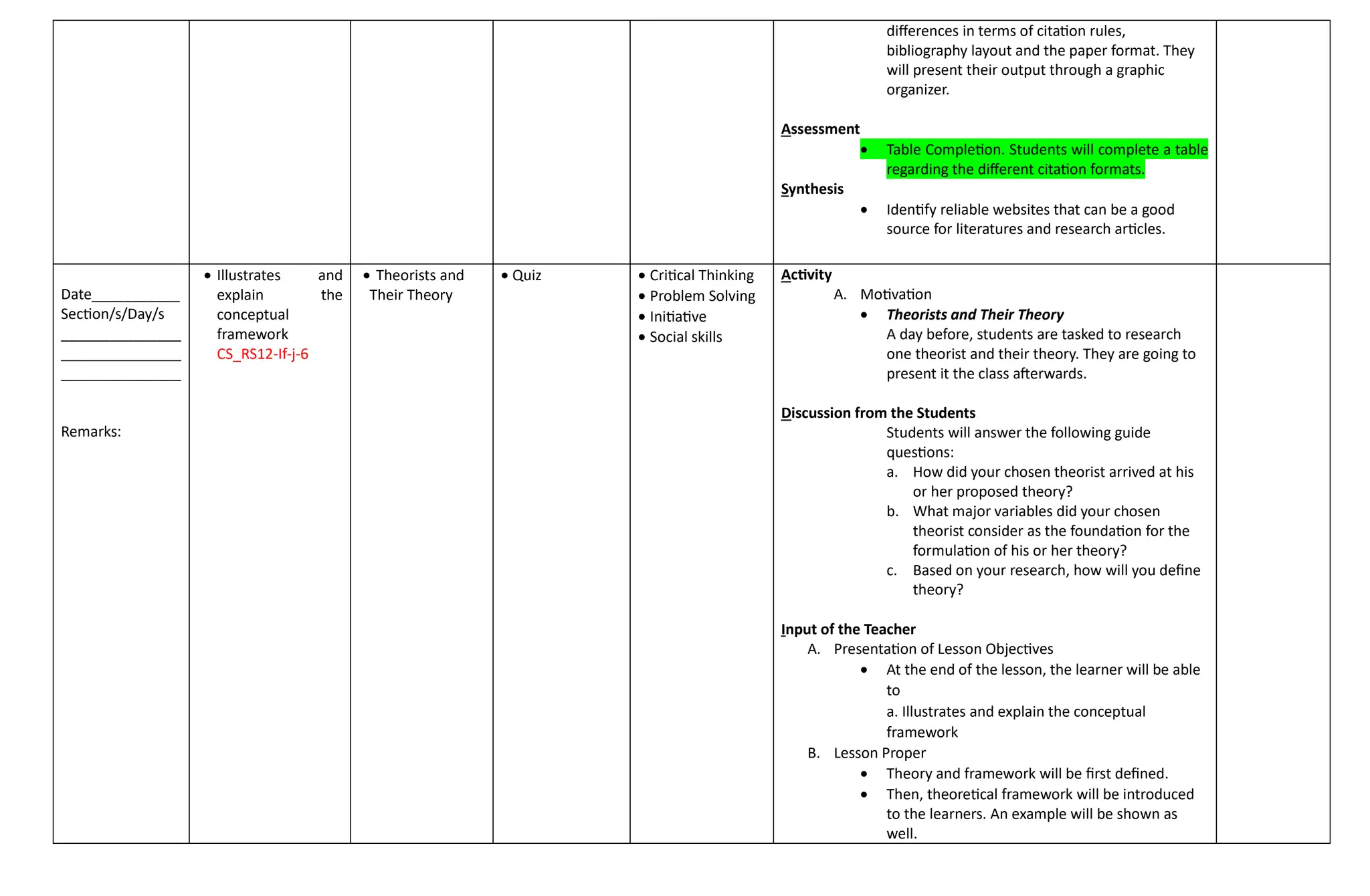 Curriculum Map for Practical Research in Senior High School | DOCX
