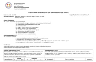 Curriculum Map for Practical Research in Senior High School | DOCX