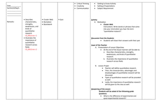 Curriculum Map for Practical Research in Senior High School | DOCX