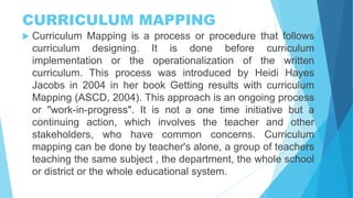 Curriculum Mapping (Development of Curriculum Materials in Industrial ...
