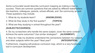 Curriculum Mapping (Development of Curriculum Materials in Industrial ...