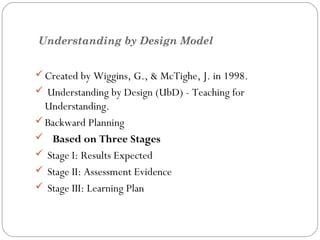Curriculum Maps based on the Understanding by Design model | PPT