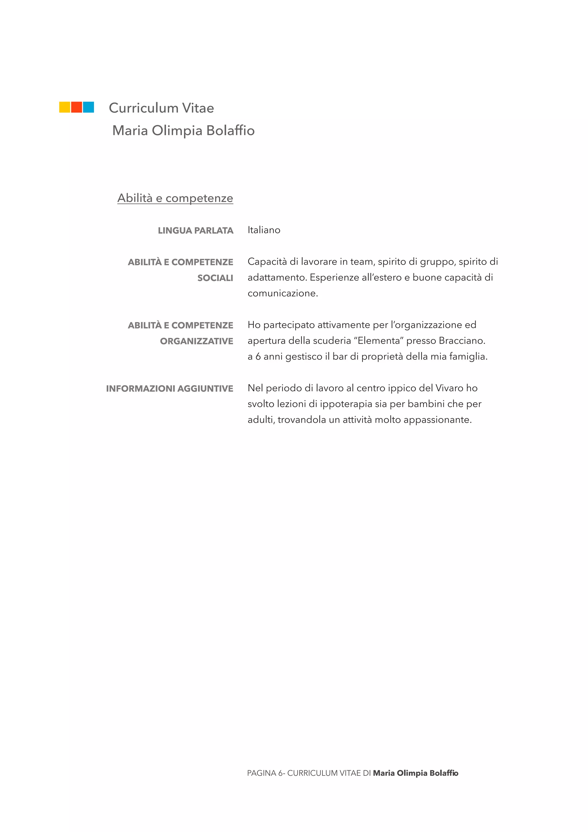 Curriculum Maria Olimpia Bolaffio / Pro-Working Rider - Riding ...