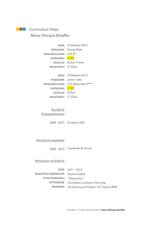 Curriculum Maria Olimpia Bolaffio / Pro-Working Rider - Riding Instructor | PDF