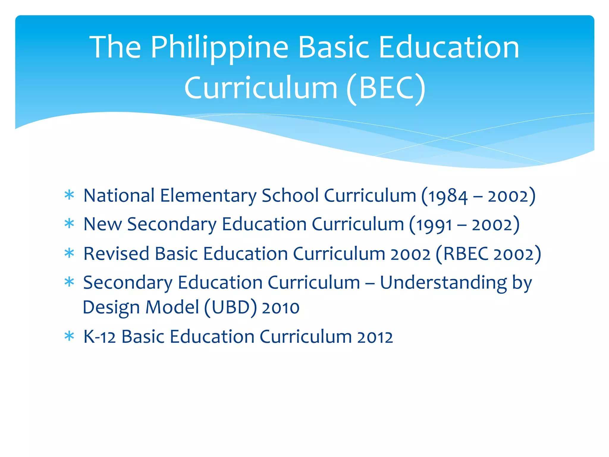 Curriculum models (Philippines' Curriculum Models) | PDF