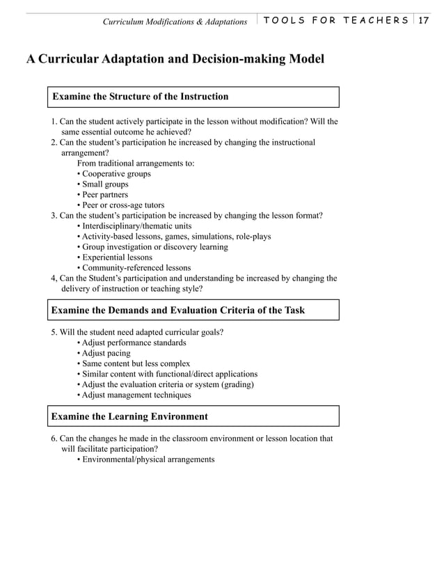 Curriculum modifications and_adaptations (2) | PDF