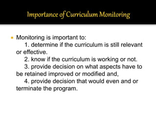 Curriculum monitoring | PPTX