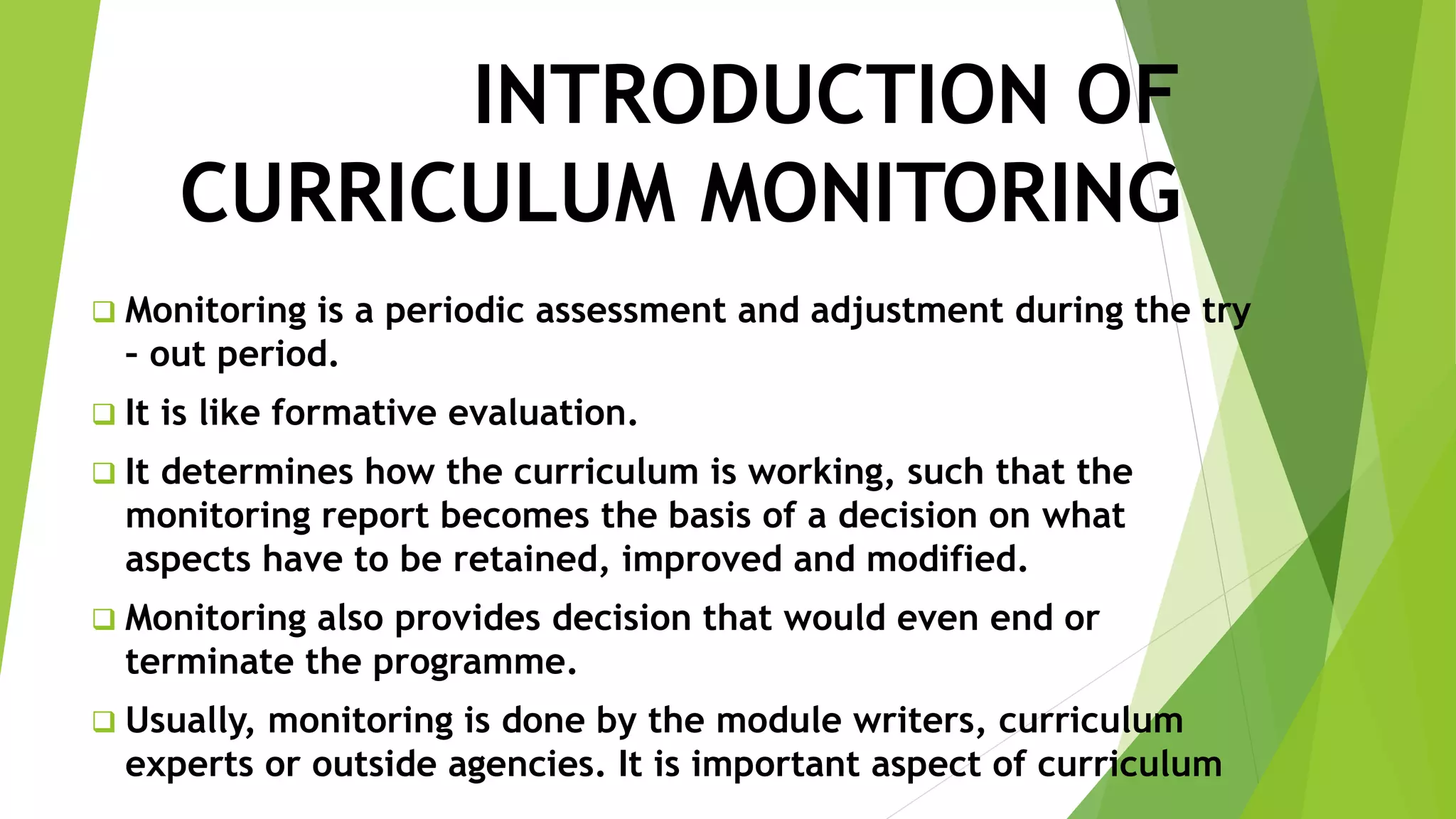Curriculum monitoring | PPTX