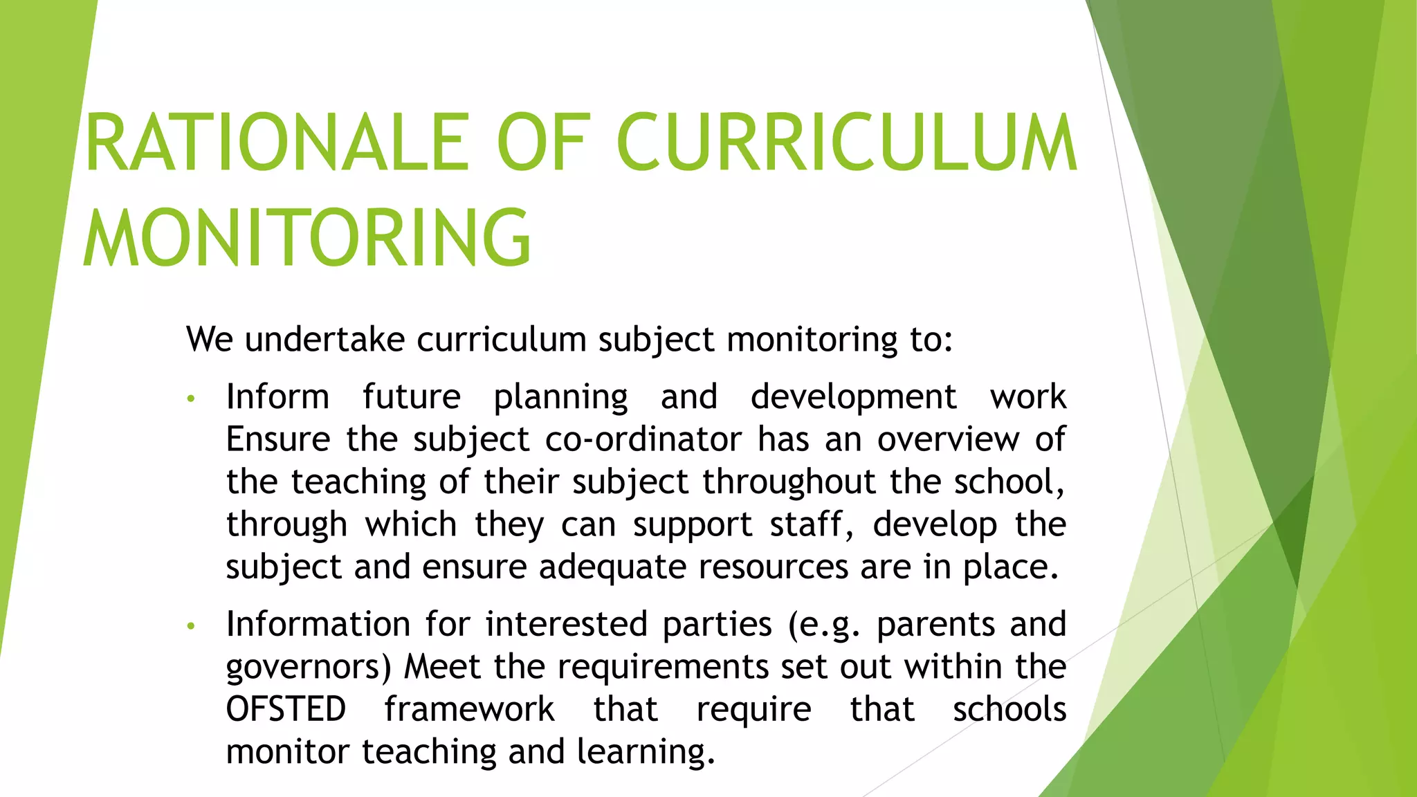 Curriculum monitoring | PPTX