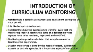 Curriculum monitoring | PPTX