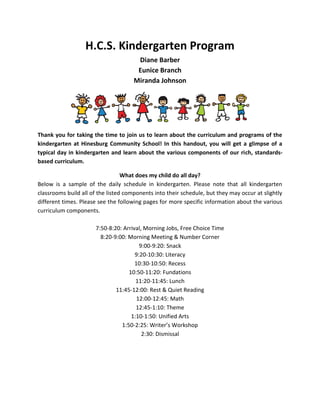Curriculum Night Handout | PDF