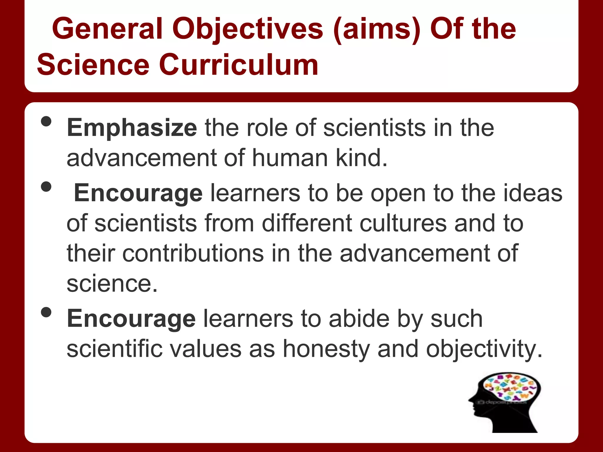 Lebanese Science Curriculum objectives | PPTX