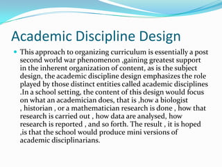 Curriculum organization and design | PPTX