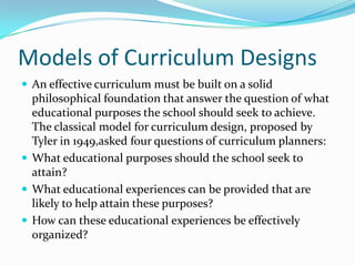 Curriculum organization and design | PPTX