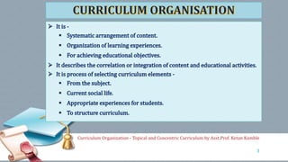 Curriculum organization topical and concentric curriculum | PPTX