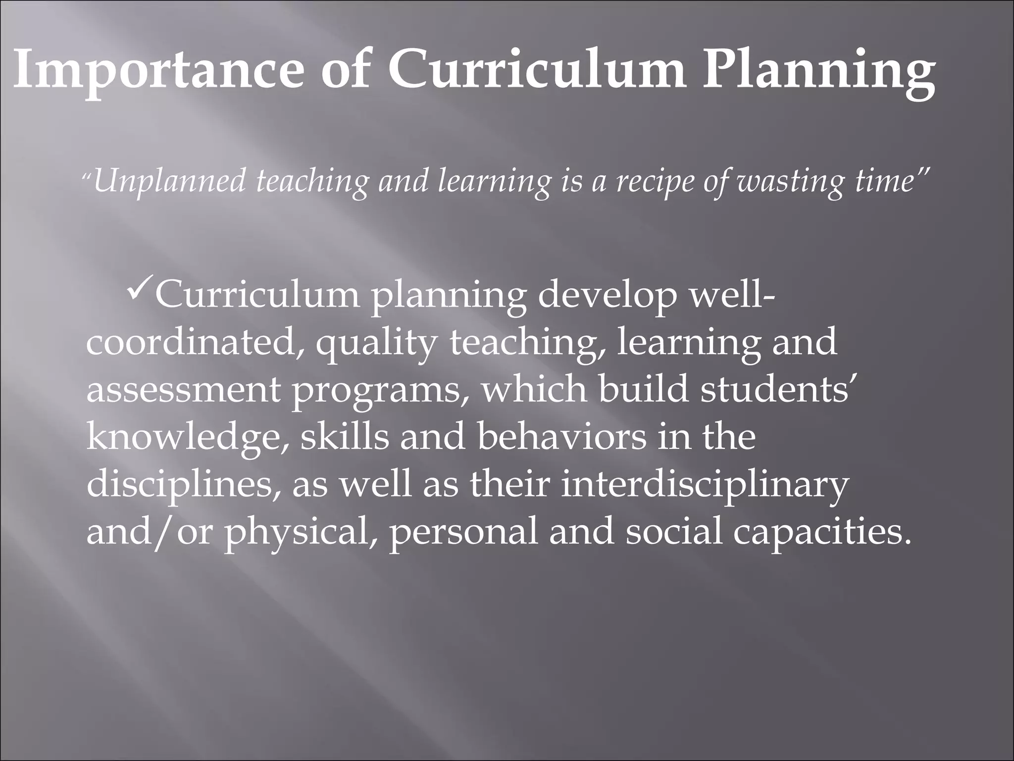 Curriculum Planning | PPT