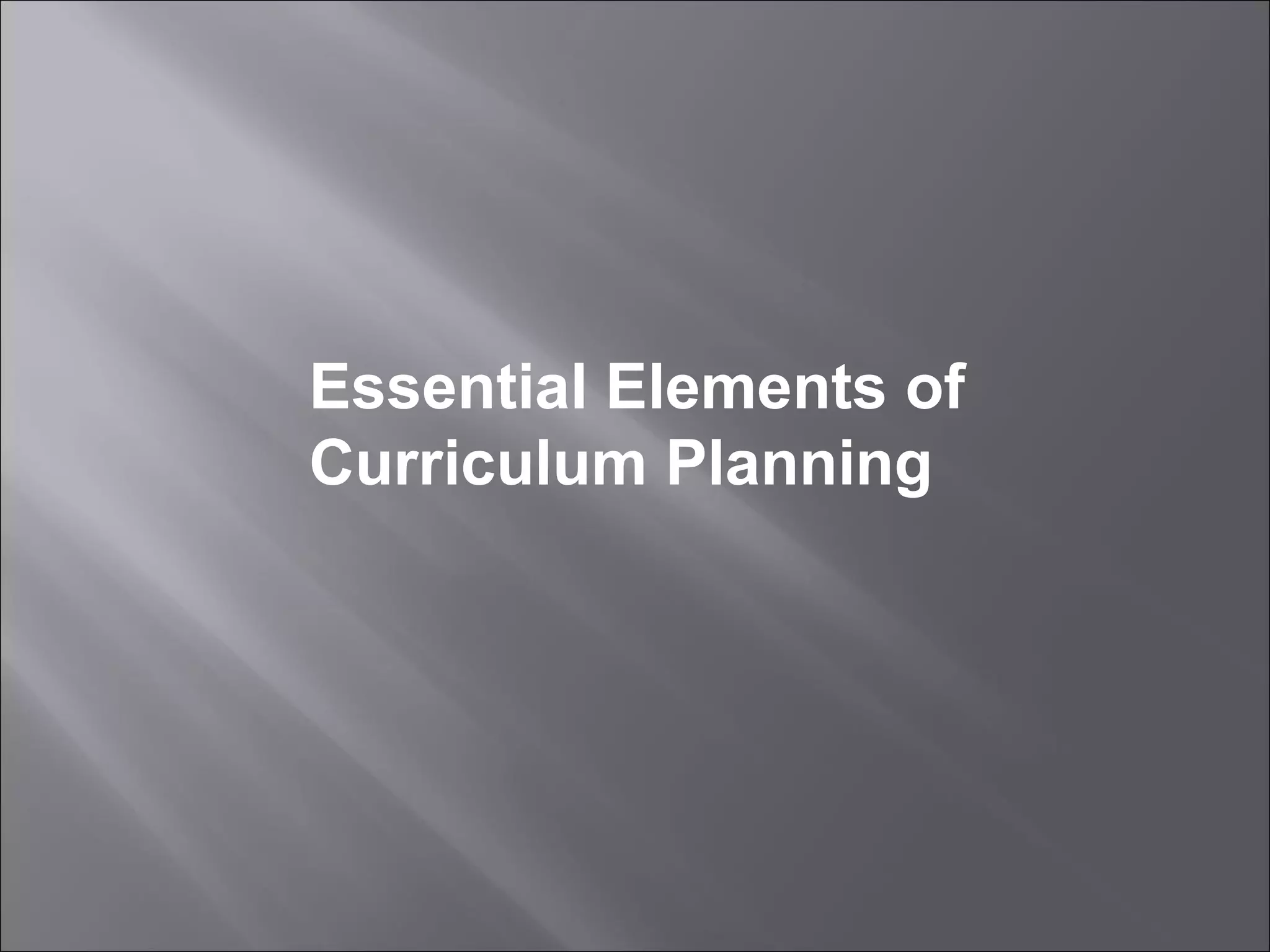 Curriculum Planning | PPT