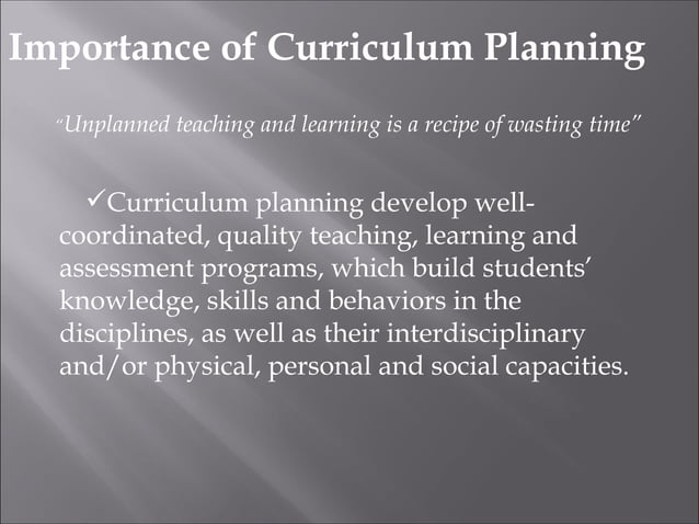 Curriculum Planning | PPT | Education