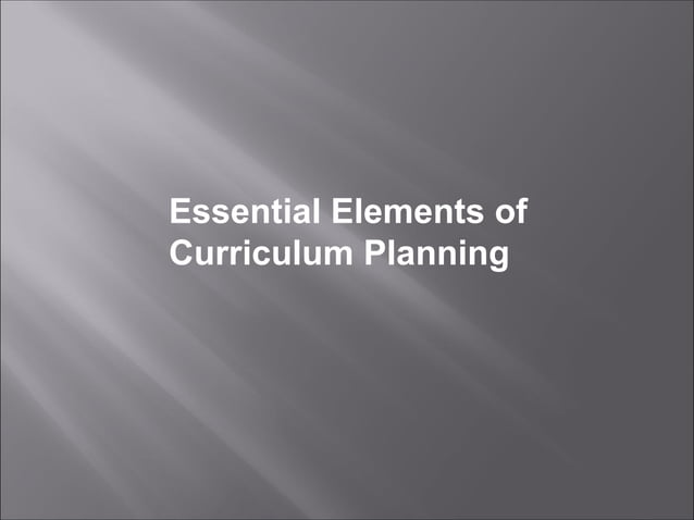 Curriculum Planning | PPT | Education