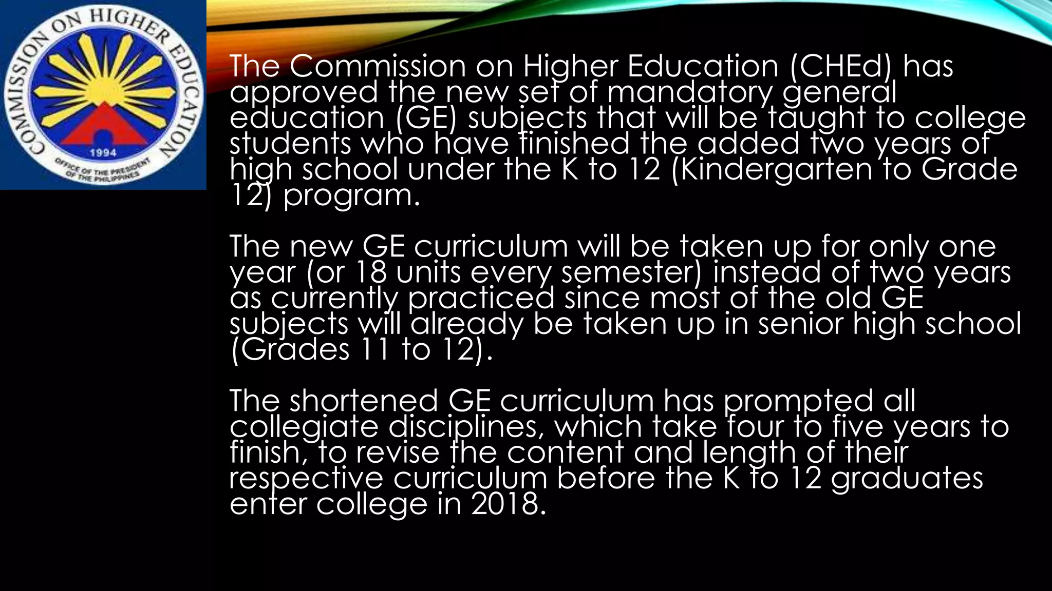 GENERAL EDUCATION CURRICULUM | PPTX