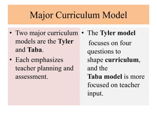 Models of Curriculum planning | PPTX