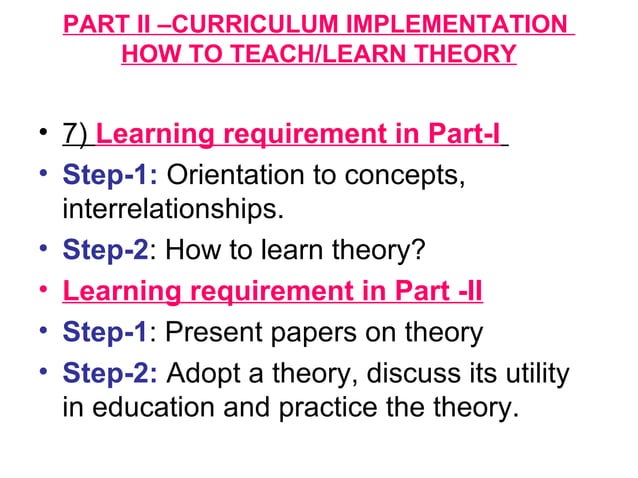 Curriculum planning and implementation based on theories | PPT