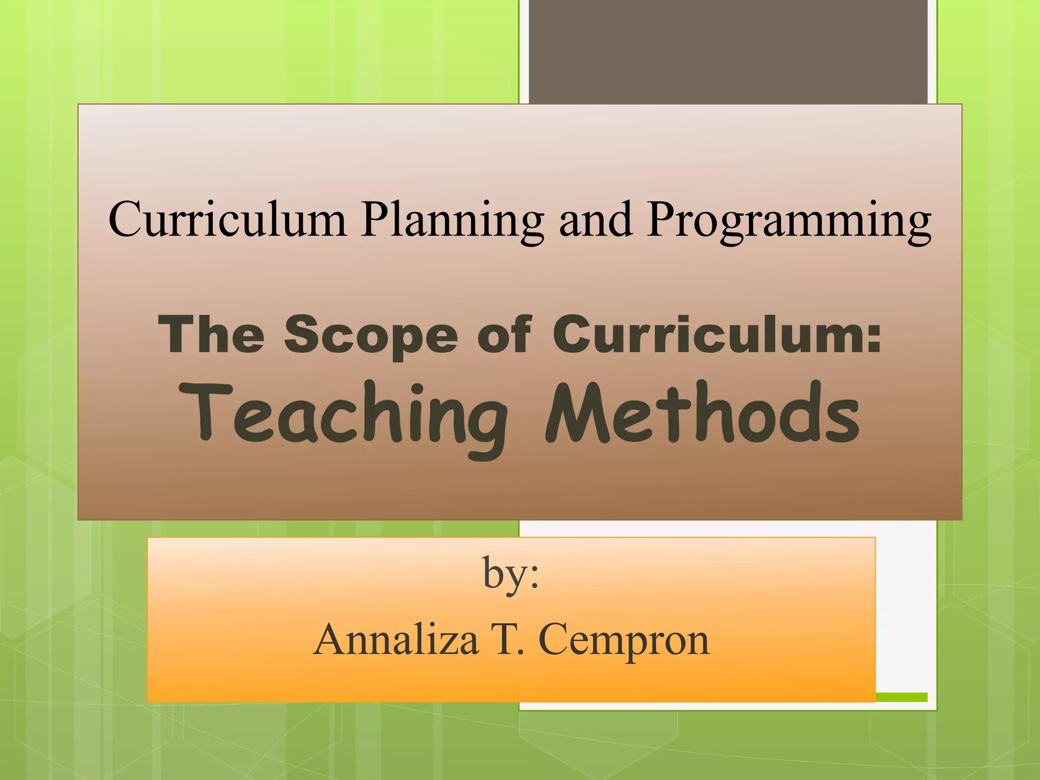 Curriculum planning and programming report (the scope of curriculum ...