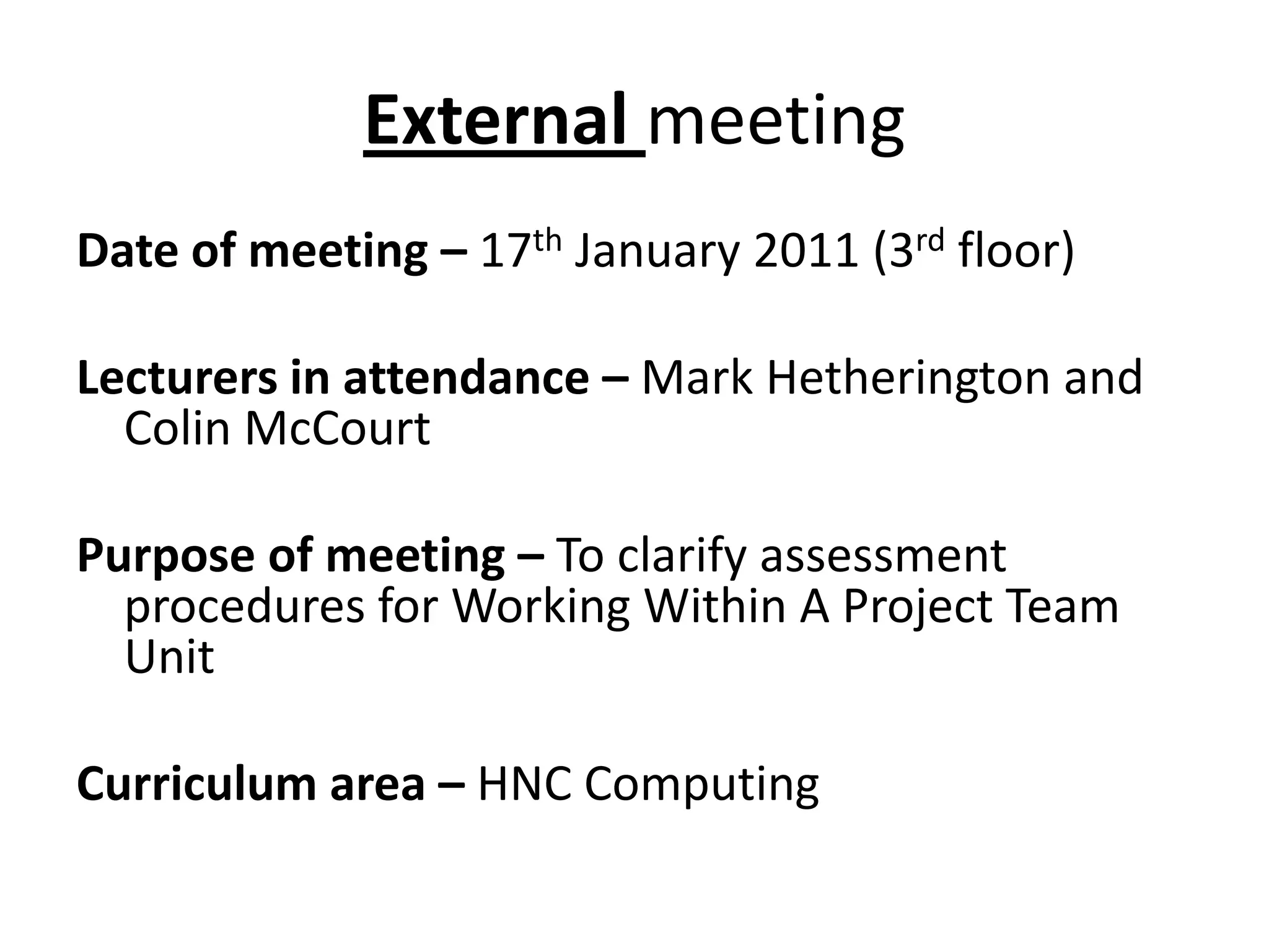 Curriculum planning meetings in pp format | PPTX