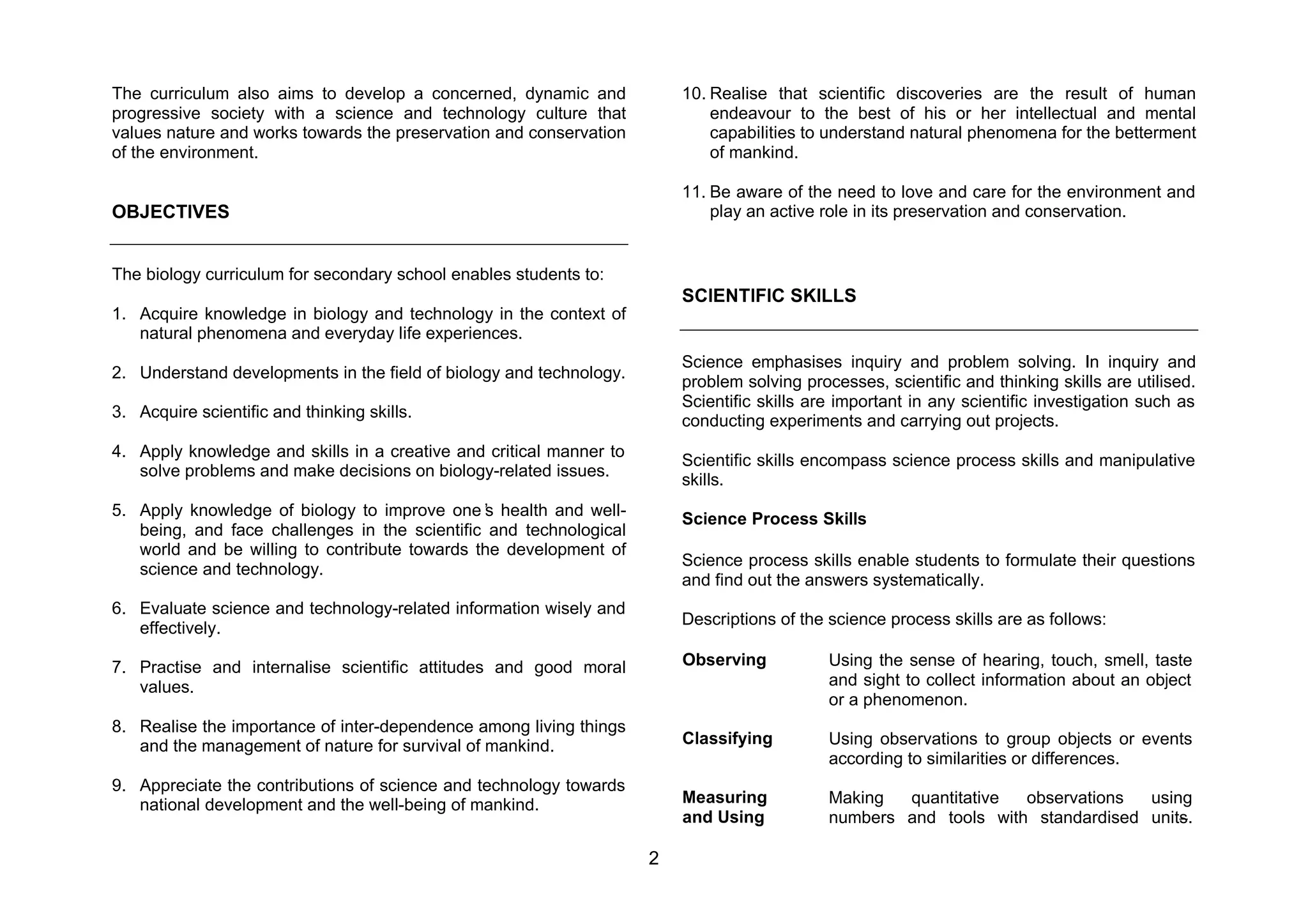 Curriculum specifications Biology Form 5 | PDF