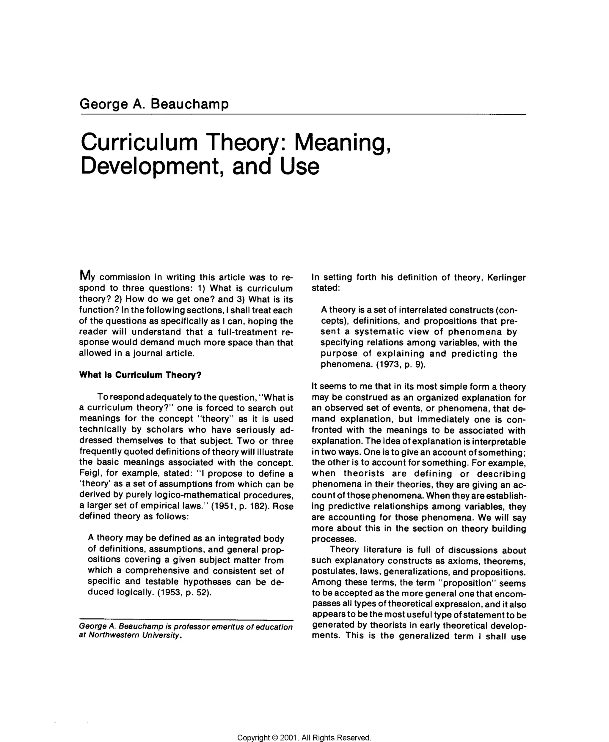 Curriculum theory | PDF