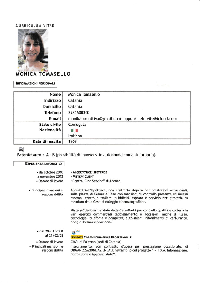 Curriculum Tomasello Monica | PDF