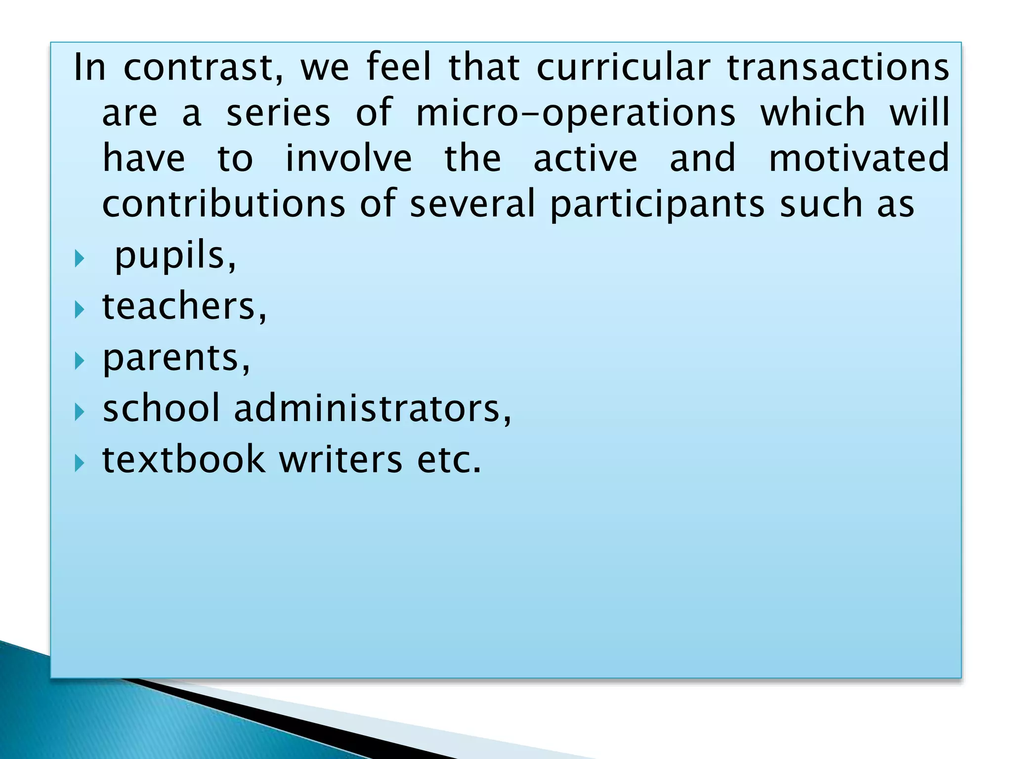 Curriculum transaction | PPTX
