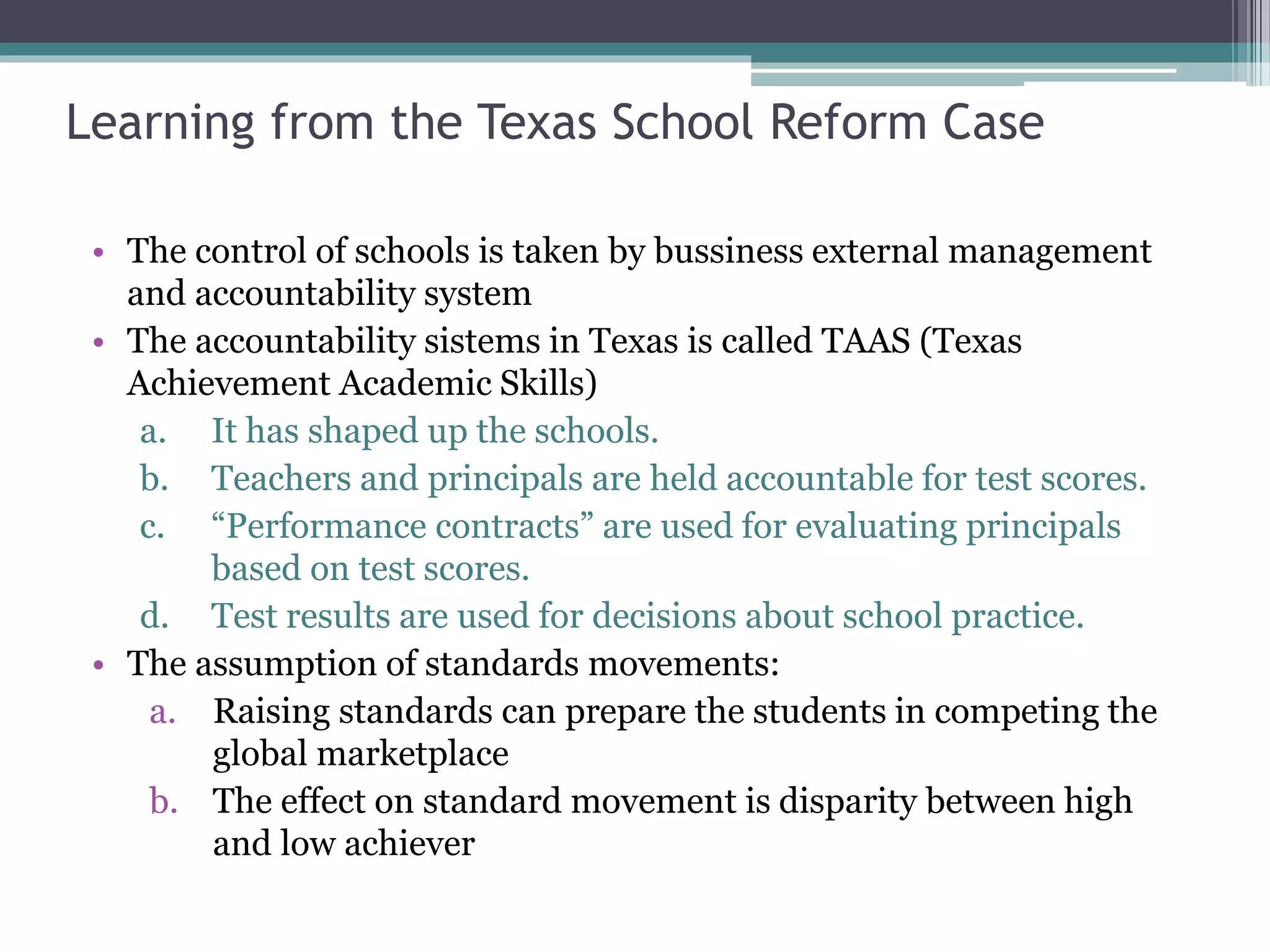 Curriculum trends, school reform, standards, and assesment | PPTX