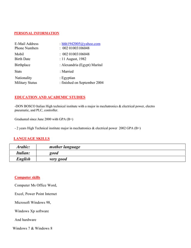 Curriculum vita | PDF