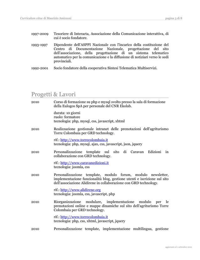 Curriculum di Maurizio Amizzoni | PDF
