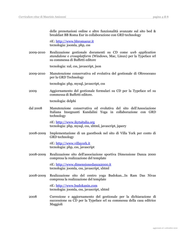 Curriculum di Maurizio Amizzoni | PDF