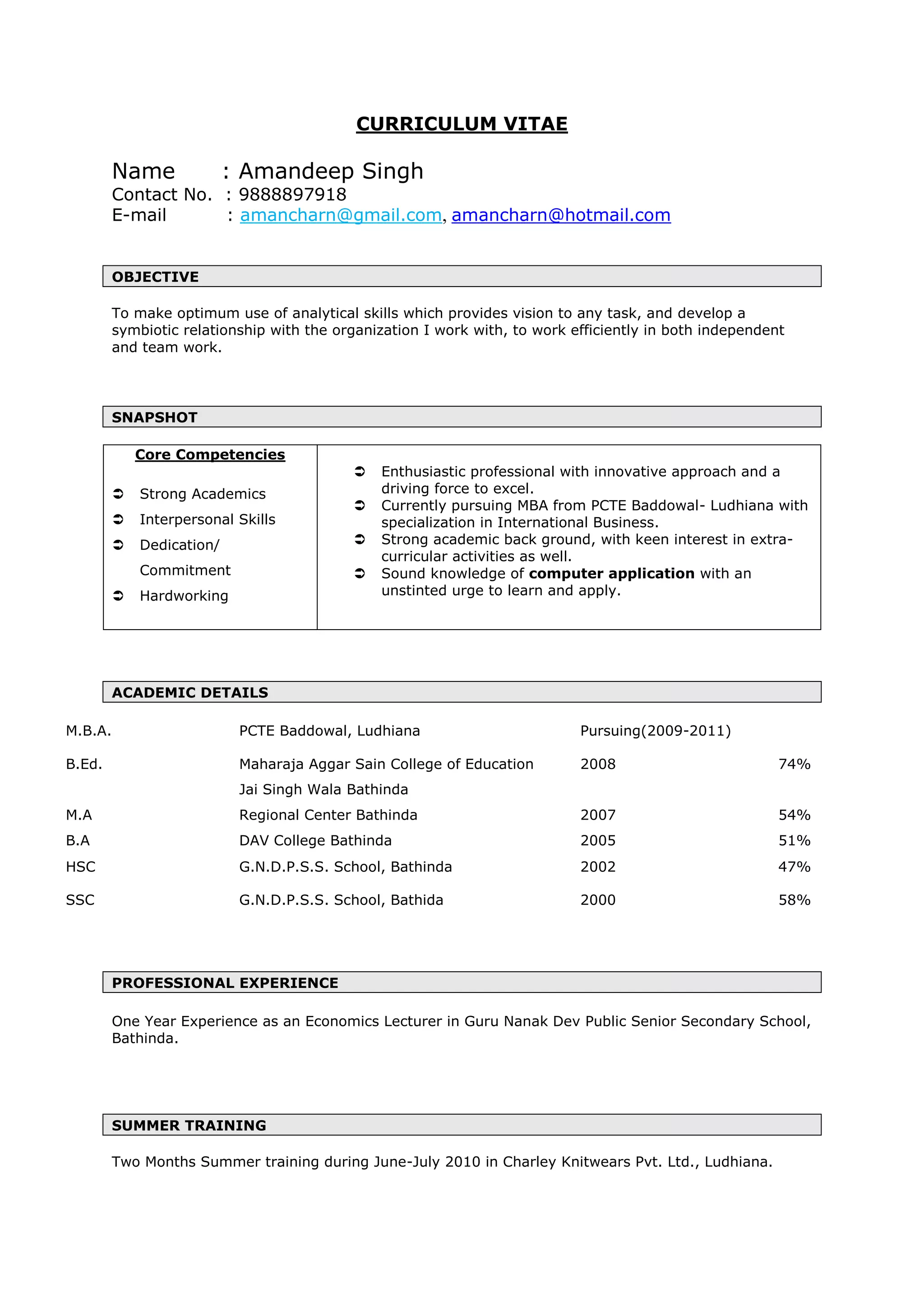 Curriculum vitae | DOCX