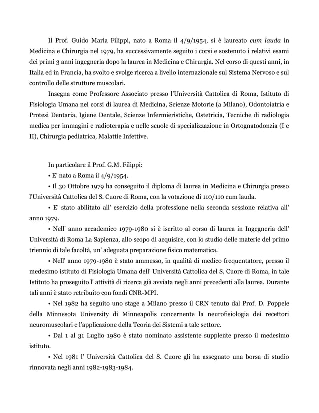Prof. Guido Filippi Curriculum vitae | PDF | Brain and Nervous System Disorders | Diseases and ...