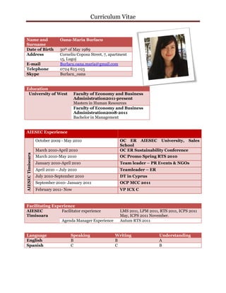 Curriculum vitae | PDF | Resume Writing and Advice | Job Search