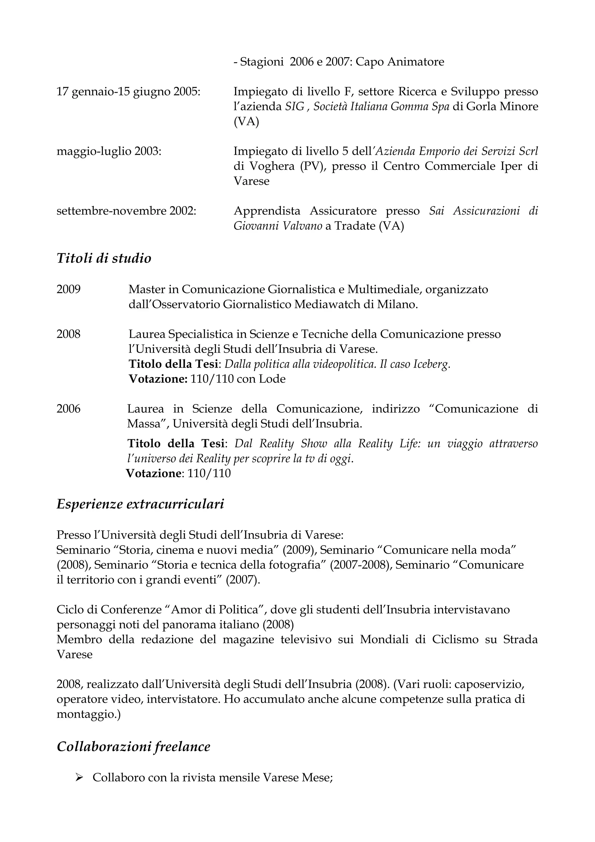 Curriculum vitae | PDF