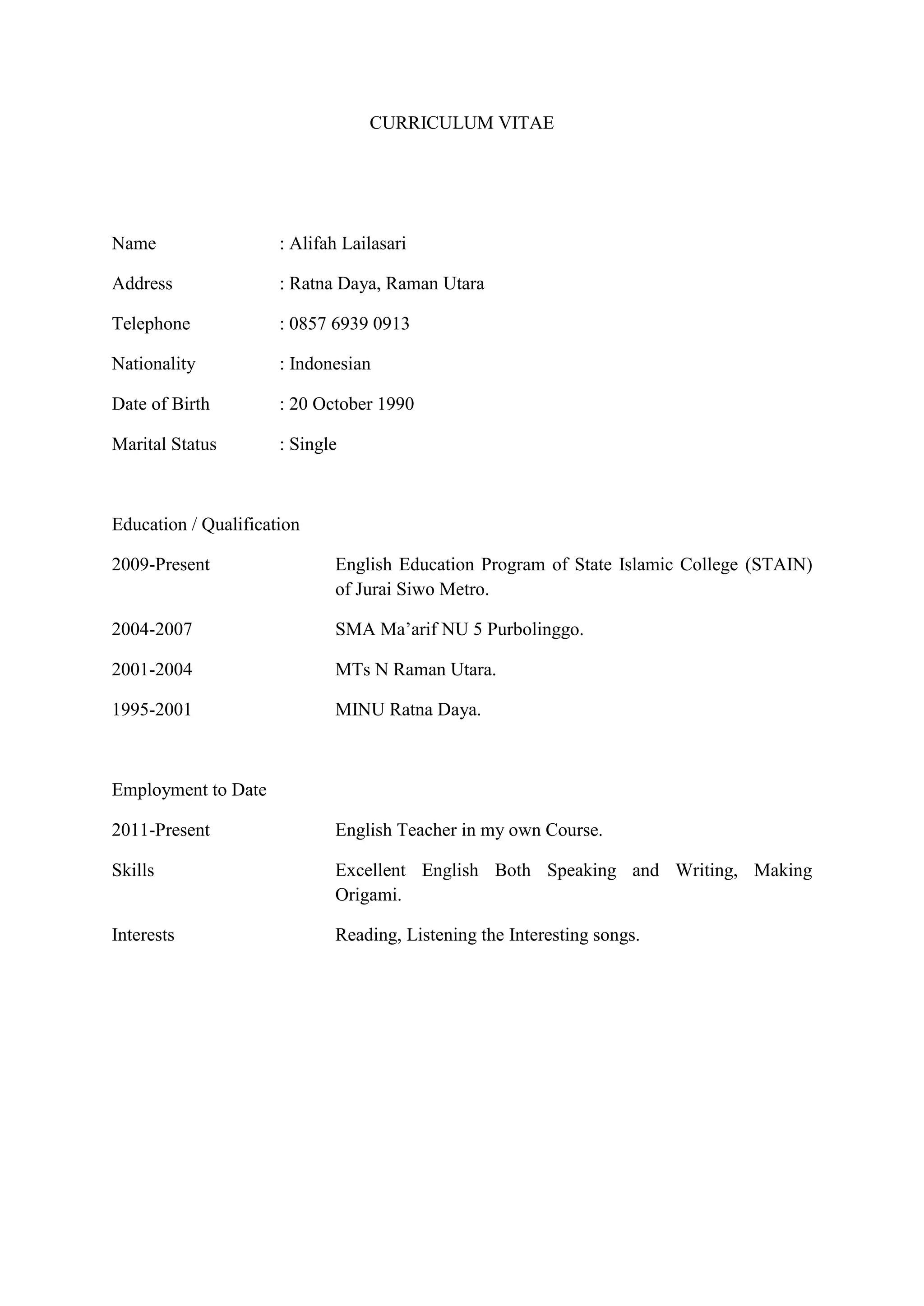 Curriculum vitae | DOCX