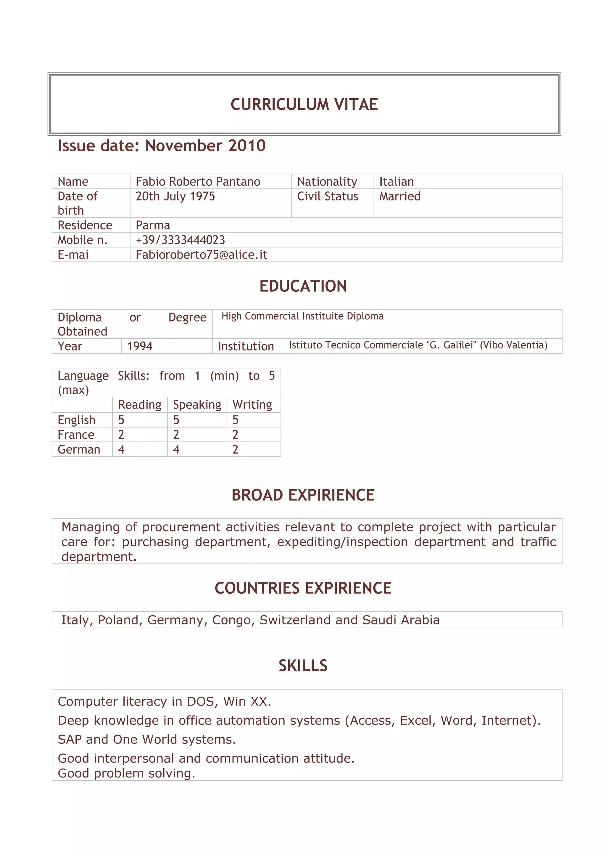 Curriculum Vitae | PDF