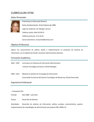 Curriculum vitae Erika | DOCX