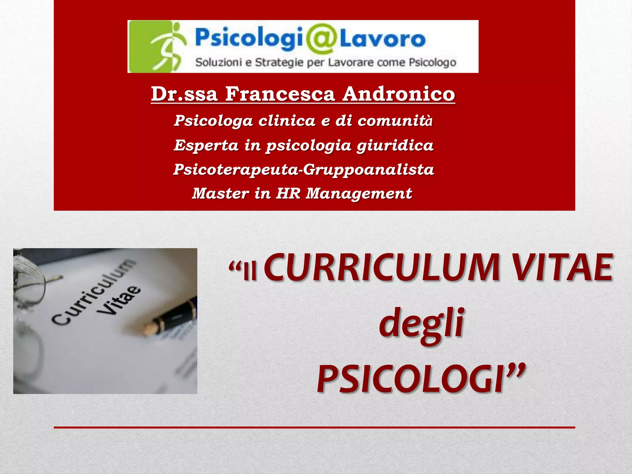 Il Curriculum vitae degli Psicologi | PDF