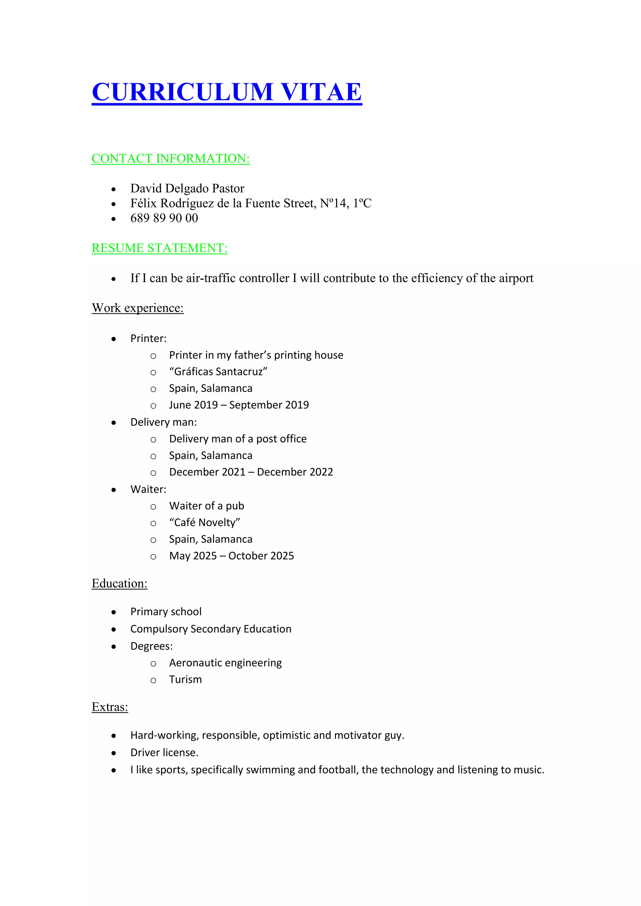 Curriculum vitae | DOCX | Resume Writing and Advice | Job Search